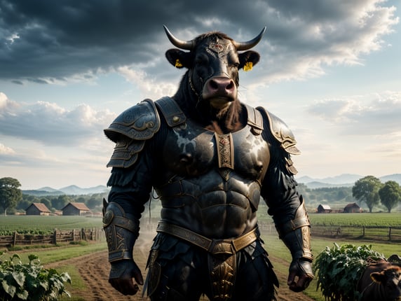 Premium Free ai Images | cow dressed as roman gladiator and standing in ...