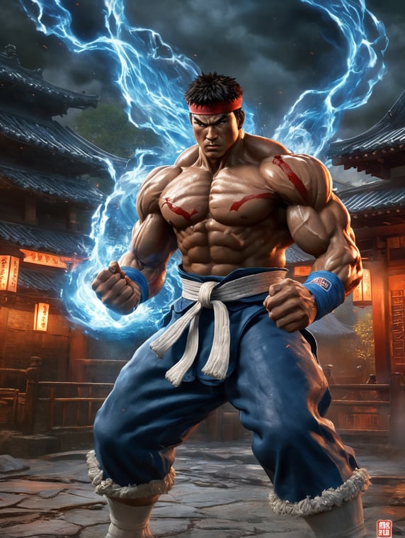 Premium Free ai Images | ryu street fighter character detailed portrait ...