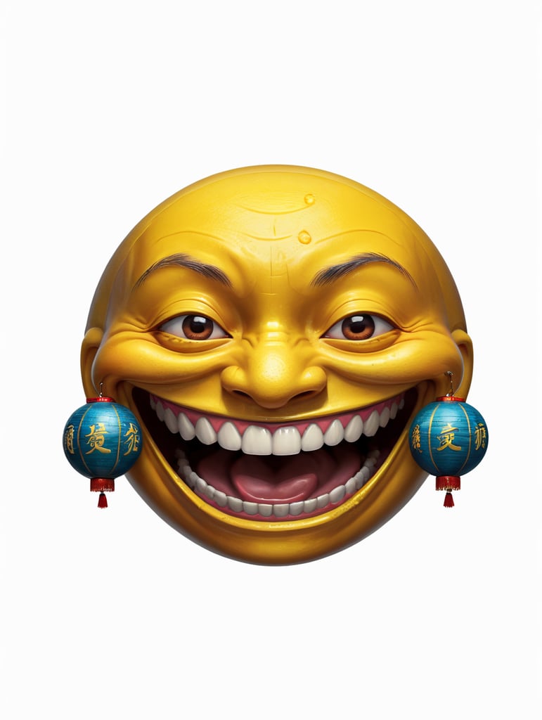 Premium Free ai Images | extreme happiness chinese laughter emoji as human