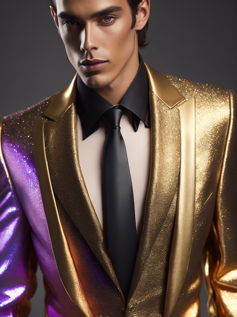 Lumenor AI Image Generation - male super model in shiny metallic suit ...