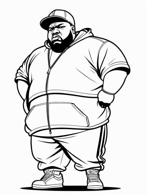 Premium Free ai Images | angry fat black rapper in the style of basic ...