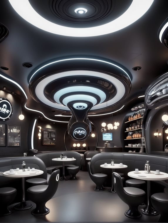 Premium Free ai Images | futuristic interior of ufo cafe alien interior ...