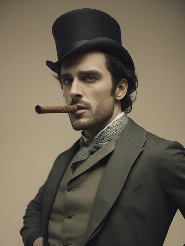 Lumenor AI Image Generation - vintage portrait of man in top hat and ...
