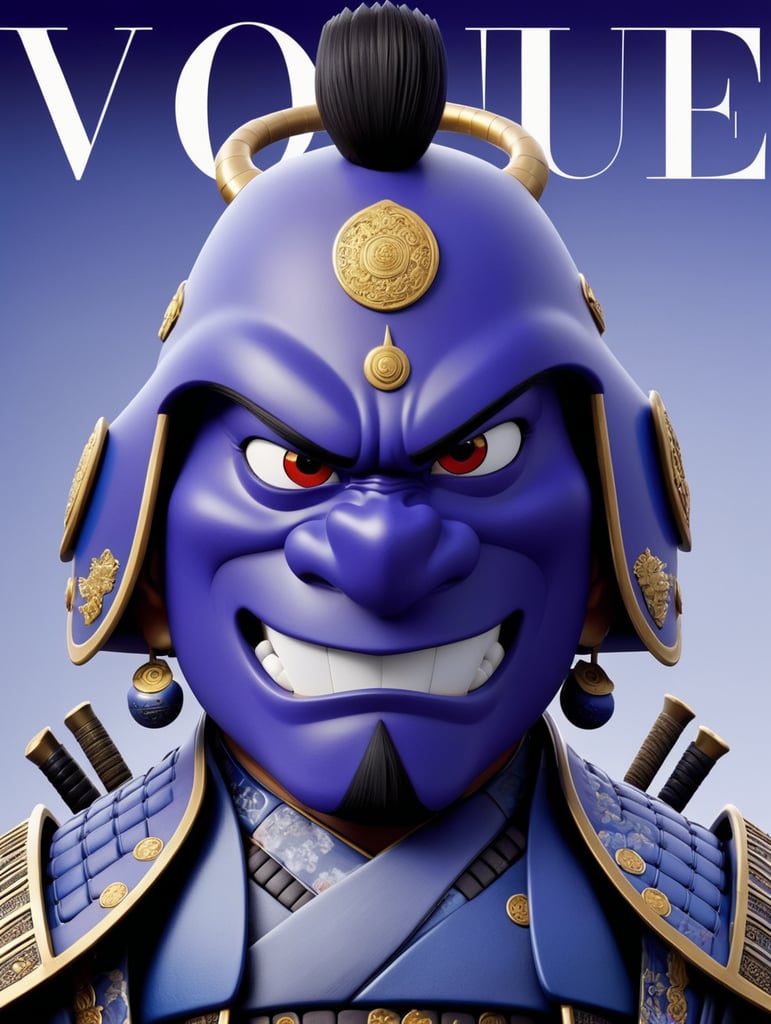 Premium Free ai Images | japanese samurai on the cover of vogue