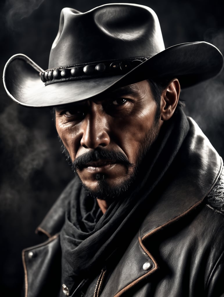 Premium Free ai Images | old western bandit train robber leather cowboy ...