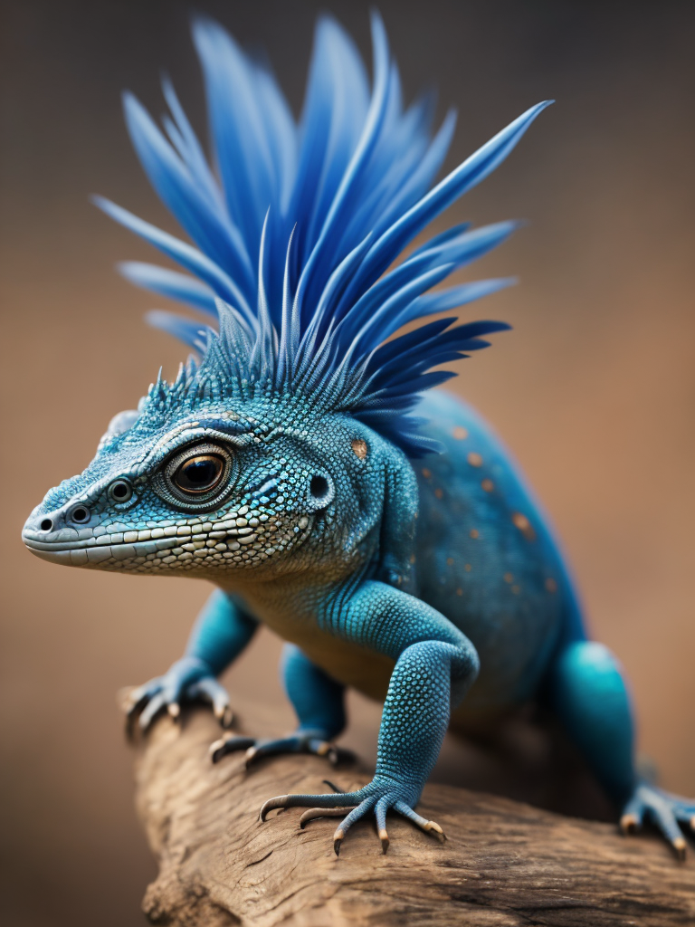 Lumenor AI Image Generation - blue feathered lizard vibrant colors ...