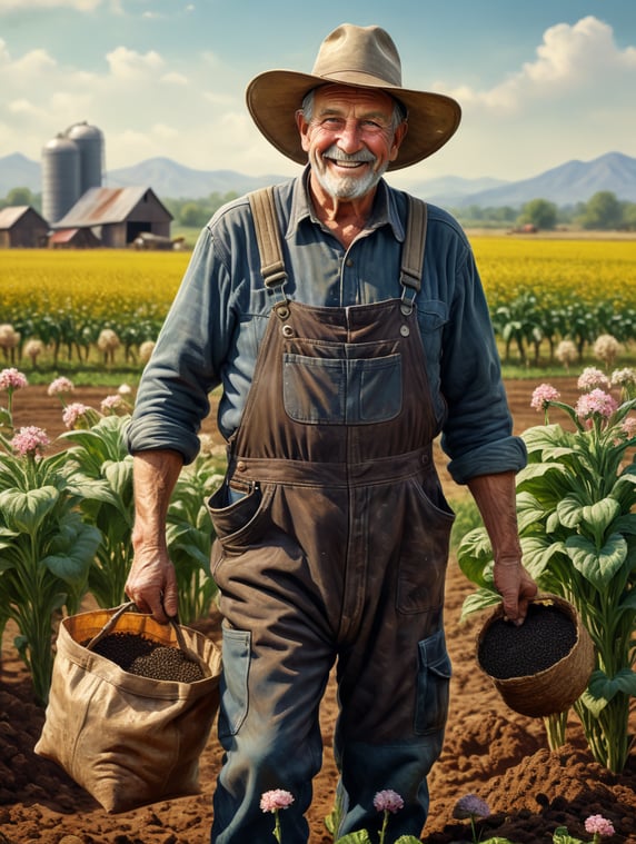 Premium Free ai Images | old male farmer standing in field pouring ...