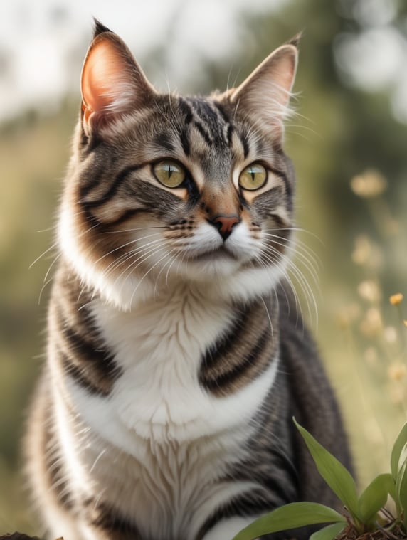 Premium Free ai Images | hyper realistic photo of cat in nature with ...