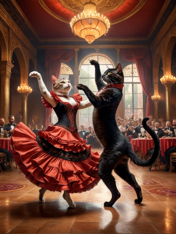 Premium Free ai Images | two cats dancing flamenco passionately in ...