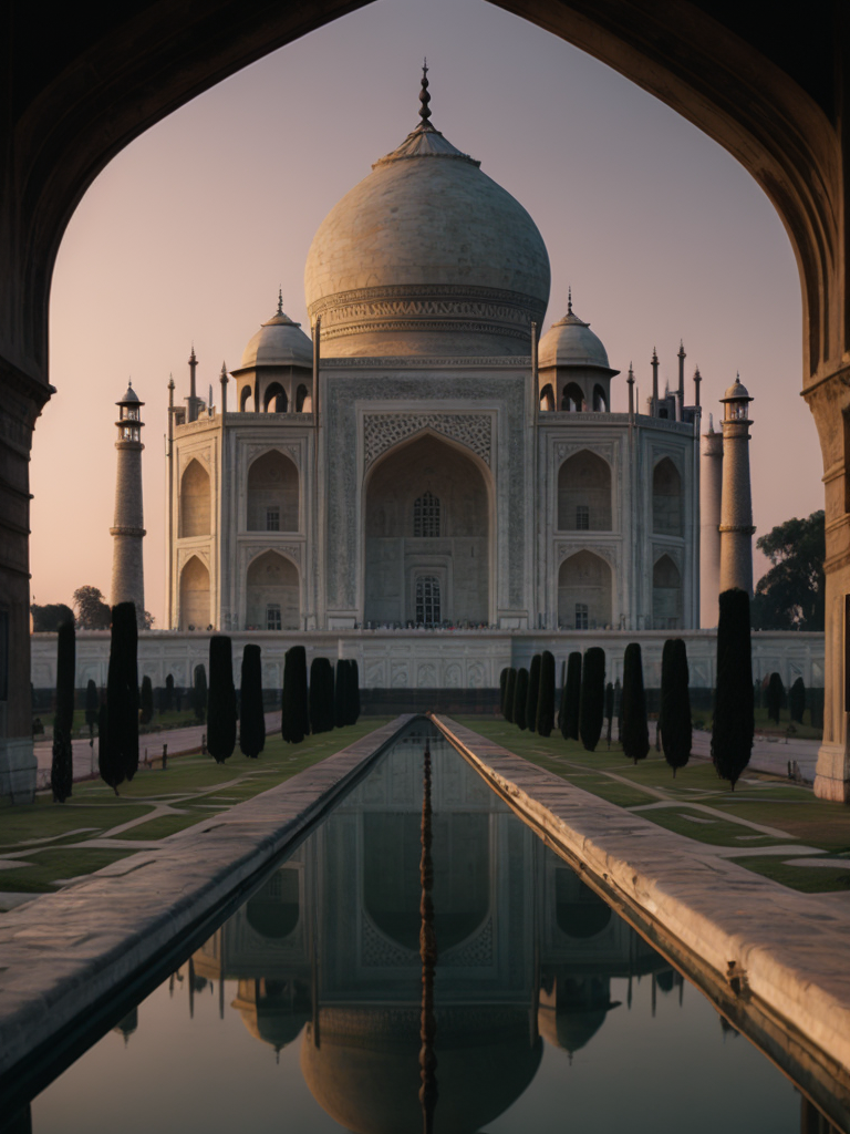 Lumenor AI Image Generation - taj mahal pink purple sunset