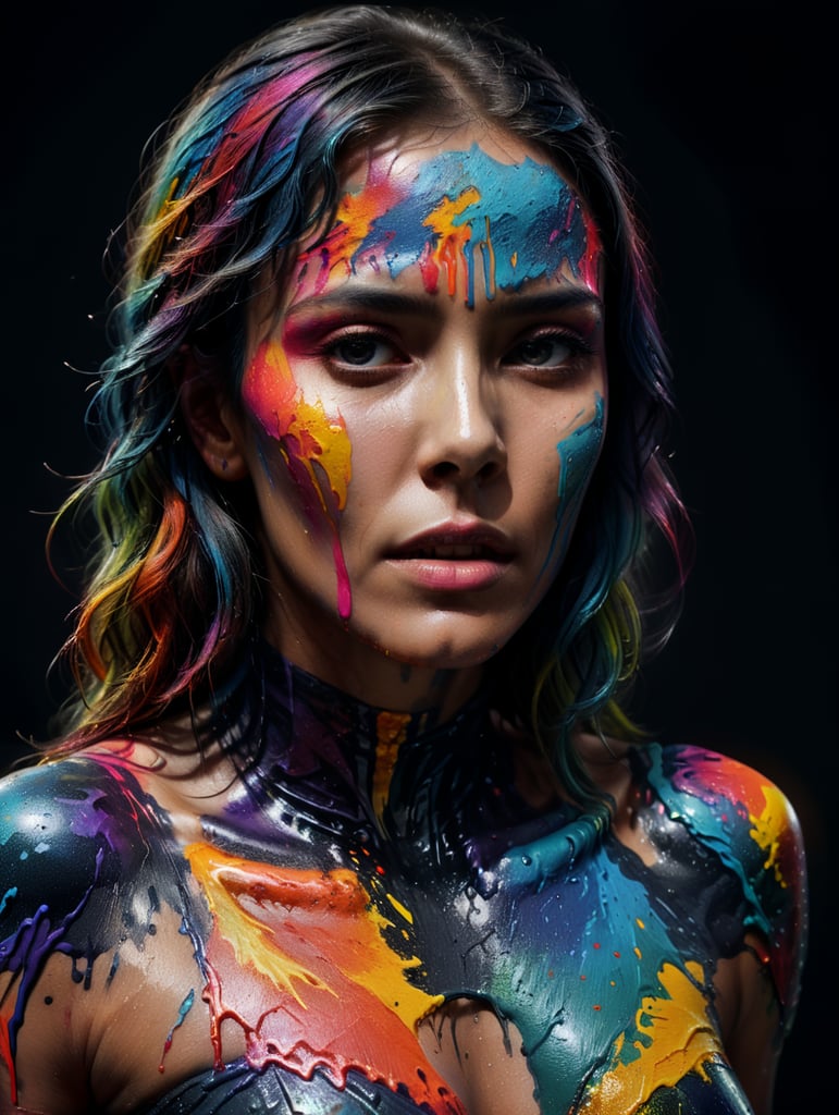 Premium Free ai Images | woman with colorful paint on her body and arms ...