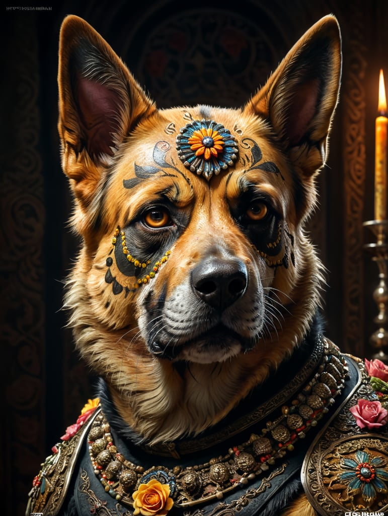 Premium Free ai Images | day of the dead german shepherd