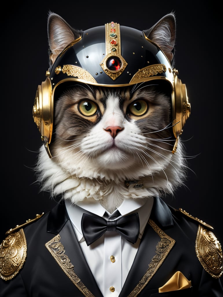 Premium Free ai Images | persian cat wearing tuxedo and daft punk style ...