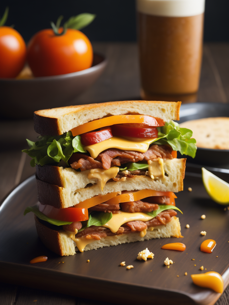 Lumenor AI Image Generation - mouthwatering club sandwich captured in ...