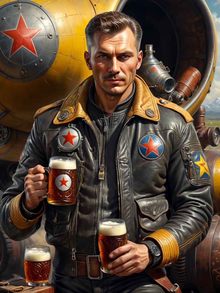 Premium Free ai Images | soviet male pilot dressed in flying bomber ...