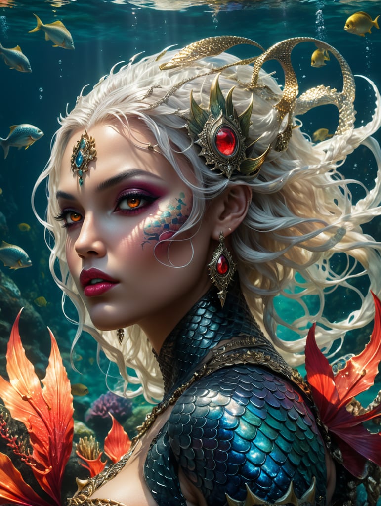 Premium Free ai Images | underwater ink art of curvy pregnant dark elf ...