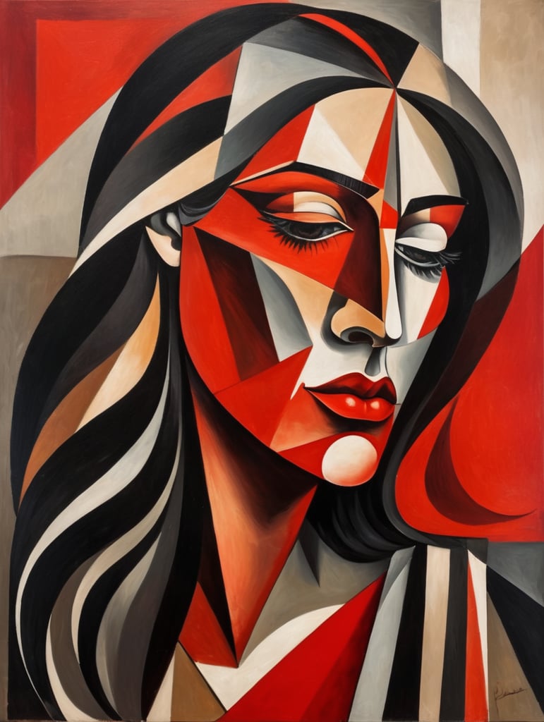 Premium Free ai Images | woman portrait cubism pablo picasso style with ...