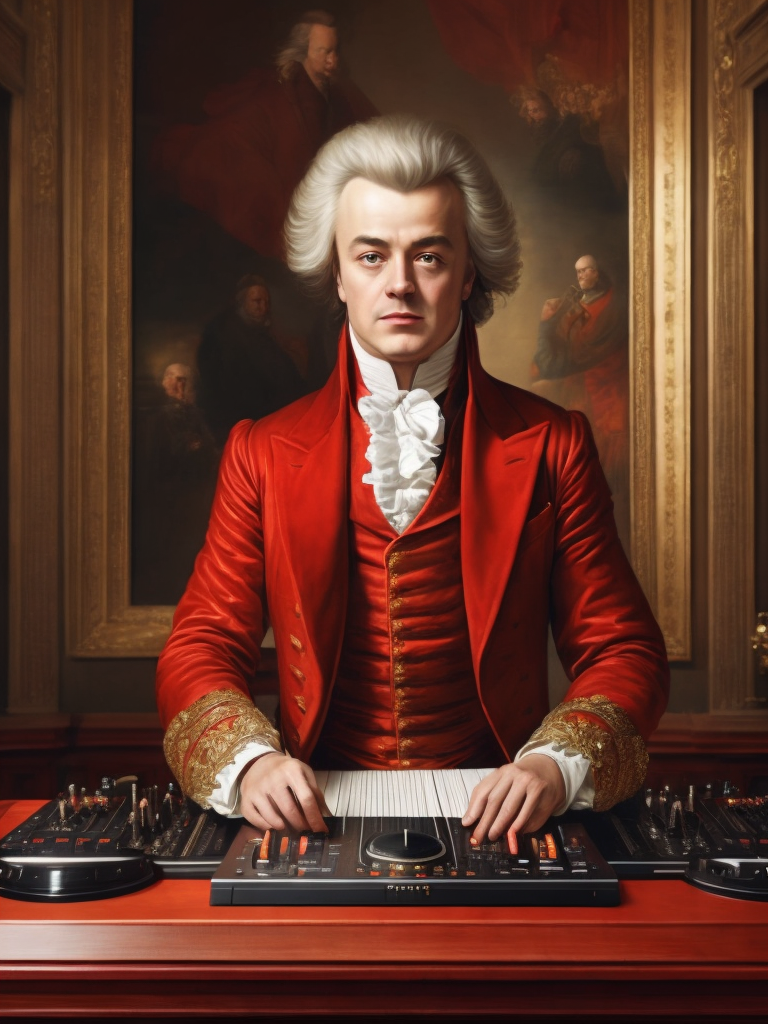 Lumenor AI Image Generation - wolfgang amadeus mozart in th century red ...