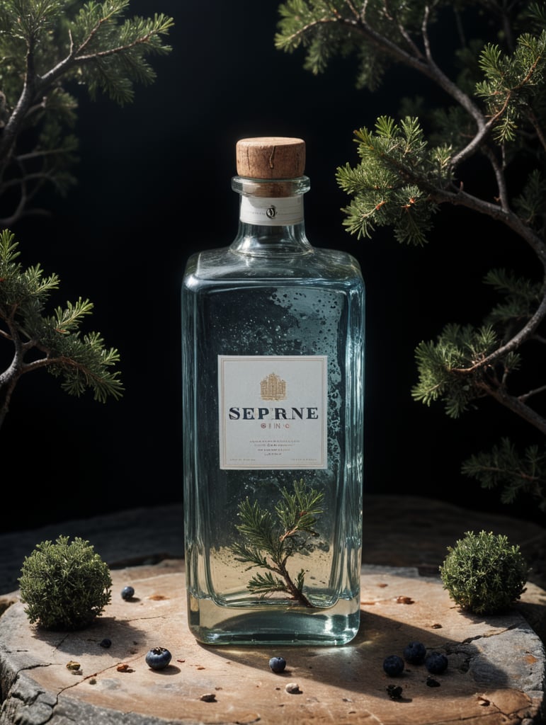 Premium Free ai Images | professional photography of square gin bottle ...