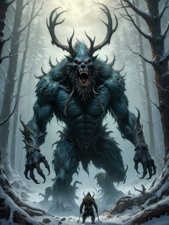 Premium Free ai Images | wendigo or windigo is man eating spirit in ...