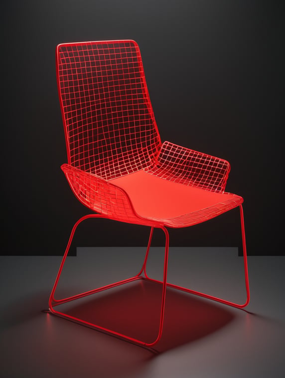 Premium Free ai Images | three dimensional model of chair made of neon ...