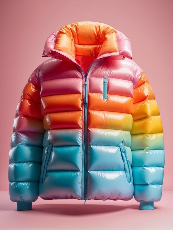 Premium Free ai Images | super glossy colorful puffer jacket oversize ...
