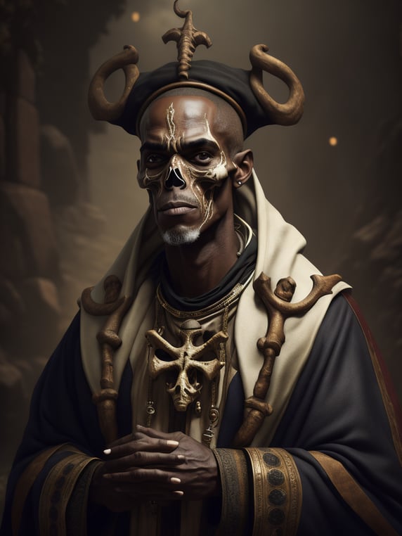 Premium Free ai Images | voodoo priest photorealistic skull and bones ...