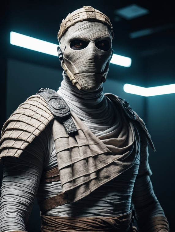 Premium Free ai Images | photograph of mummy costume covered in ...