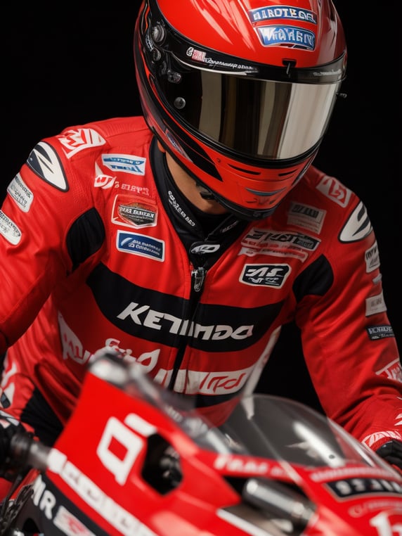 Premium Free ai Images | portrait of motogp racer on bike red colors on ...