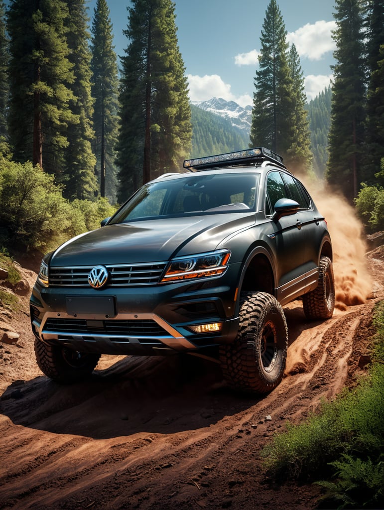 Premium Free ai Images | volkswagen tiguan lifted offroad