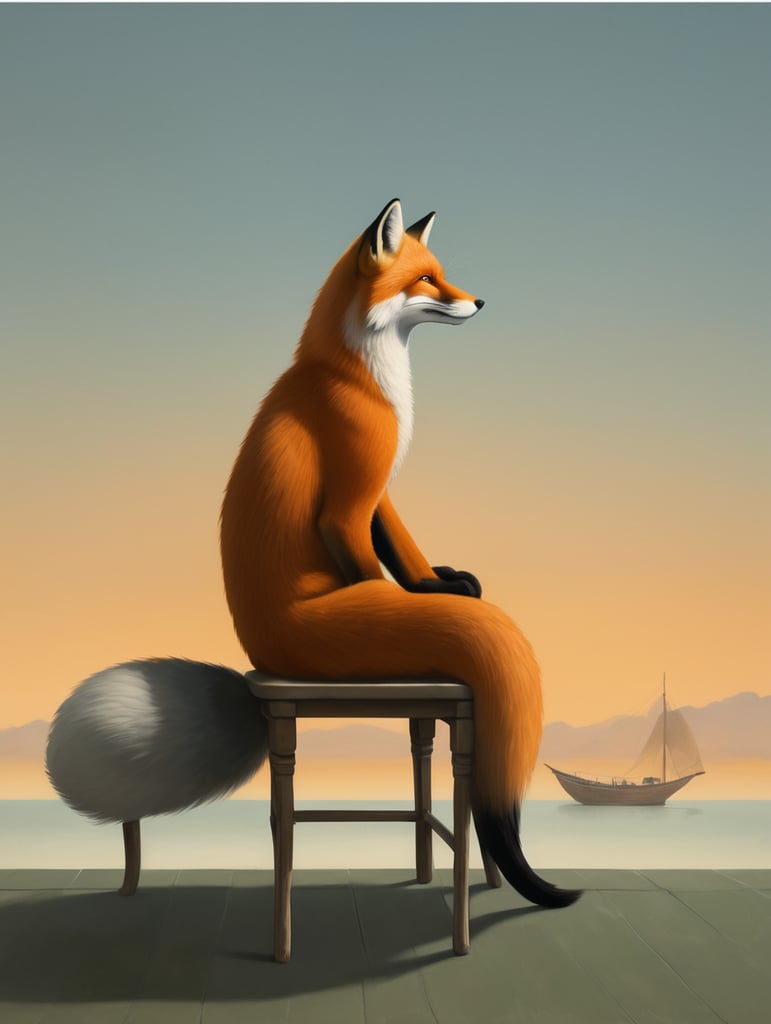 Premium Free ai Images | fox sitting on chair looking to the horizon ...