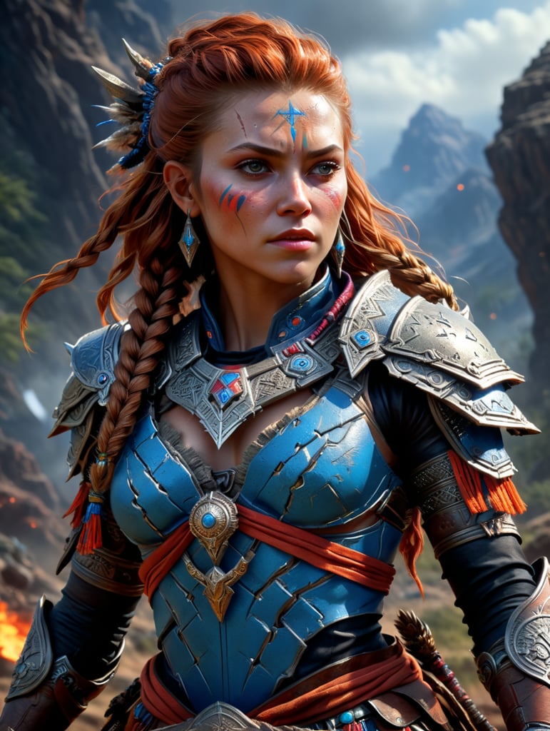 Premium Free ai Images | aloy the beautiful savior of meridian with ...