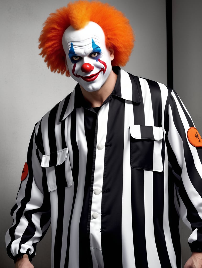 Premium Free ai Images | clown in black and white stripes prison ...