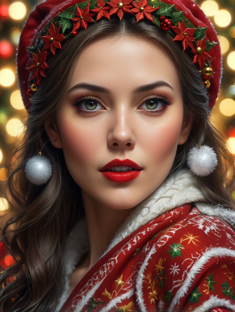 Premium Free ai Images | beautiful woman wearing christmas clothes with ...