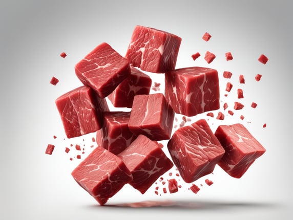Premium Free ai Images | falling meat beef cubes isolated on ...