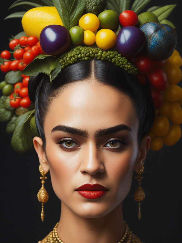 Lumenor AI Image Generation - portrait of frida kahlo headdress made of ...