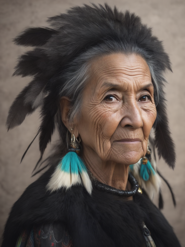 Premium Free ai Images | native american old woman in national dress