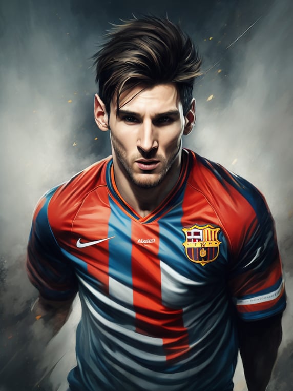 Premium Free ai Images | the year old lionel messi with the blue and ...