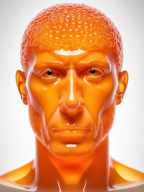 Premium Free ai Images | portrait of translucent orange man made from ...