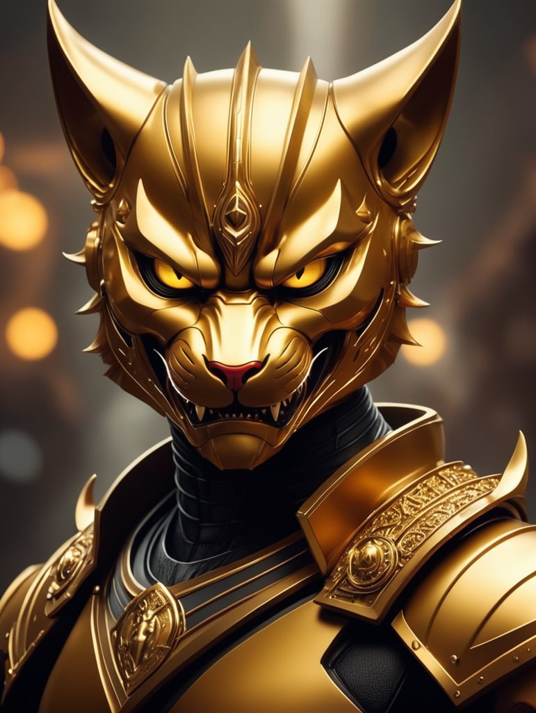 Premium Free ai Images | golden devil cyber cat make it more mystery ...