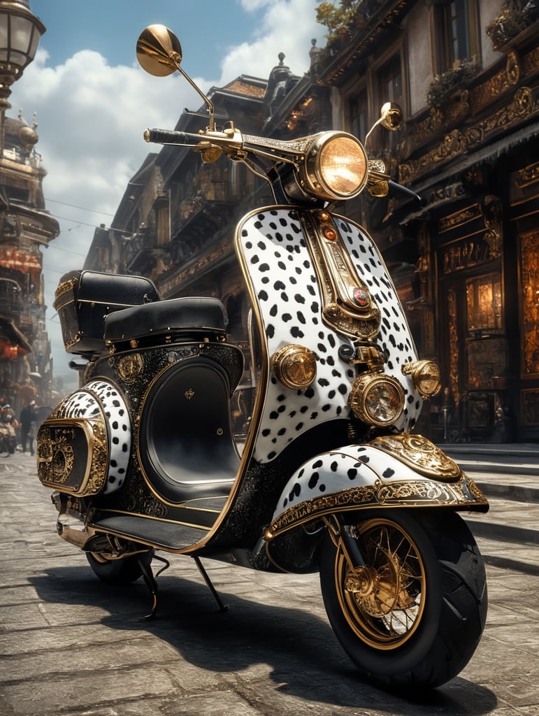 Premium Free ai Images | stunning interpretation of vintage extreme scooter covered in white and ...