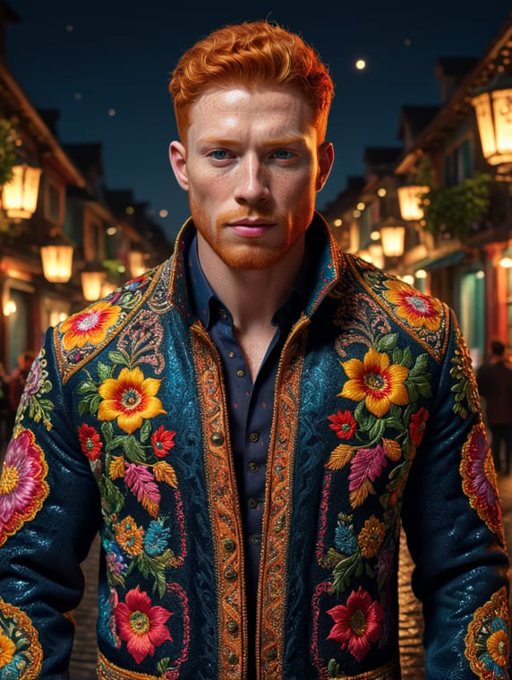 Premium Free ai Images | beautiful ginger man with freckles wearing ...