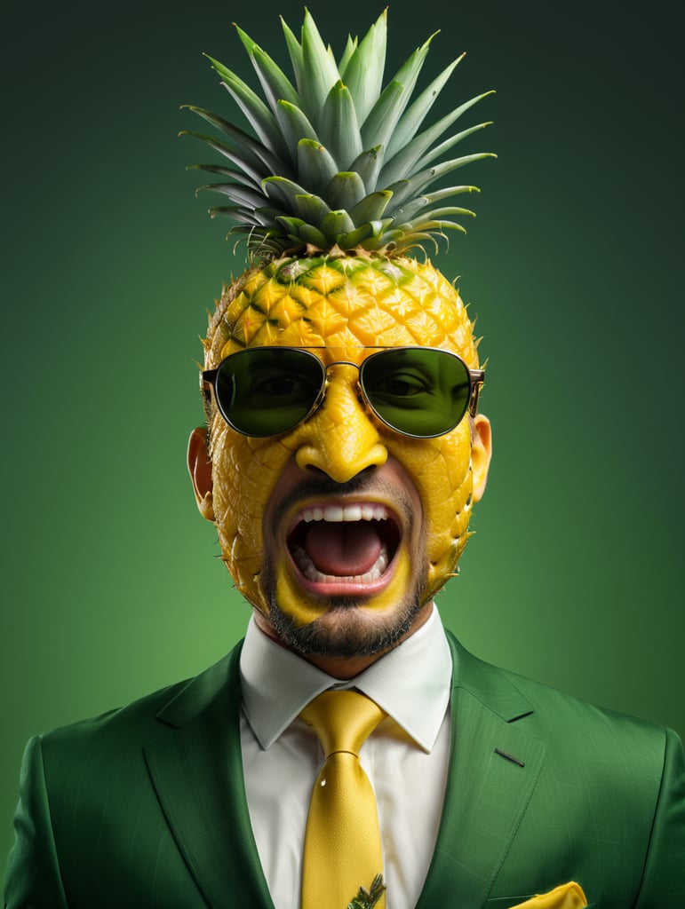 Premium Free ai Images | man in business suit with pineapple for head ...