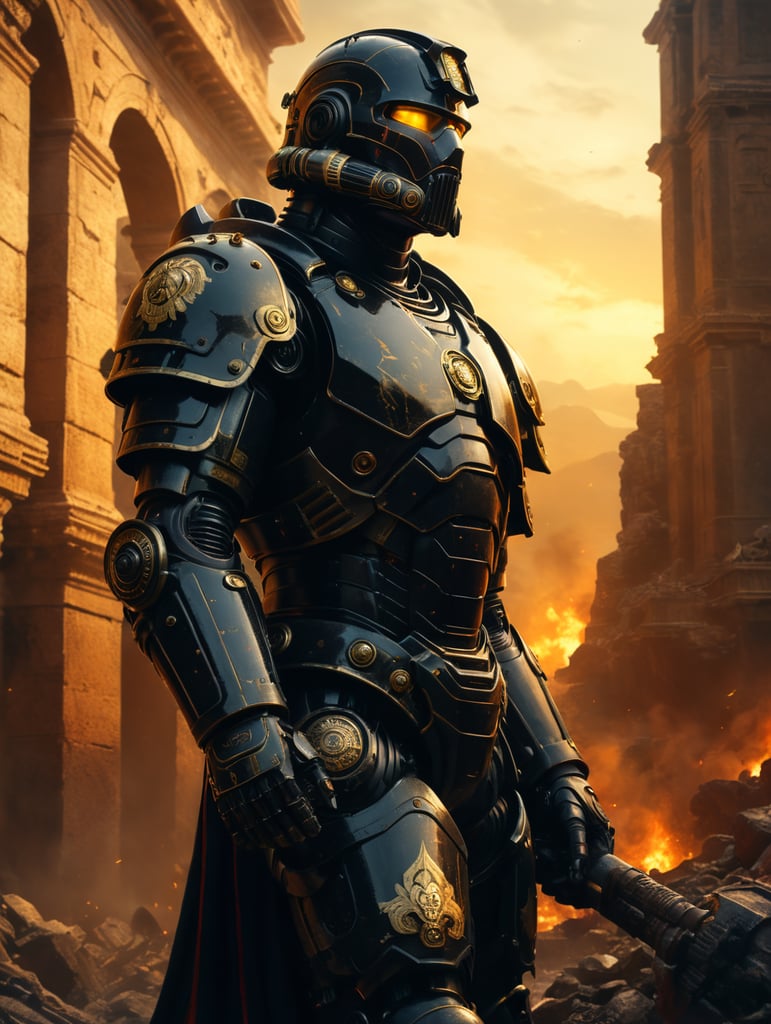 Premium Free ai Images | roman empire future power armor black