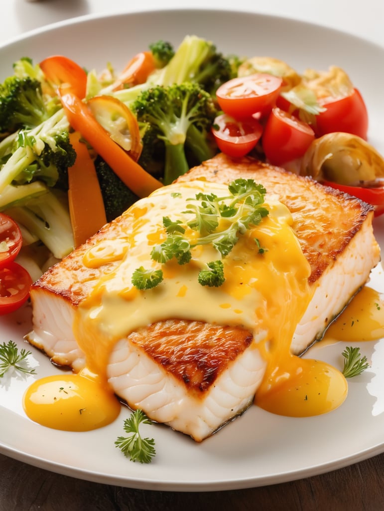 Premium Free ai Images | baked fish and cheese bust