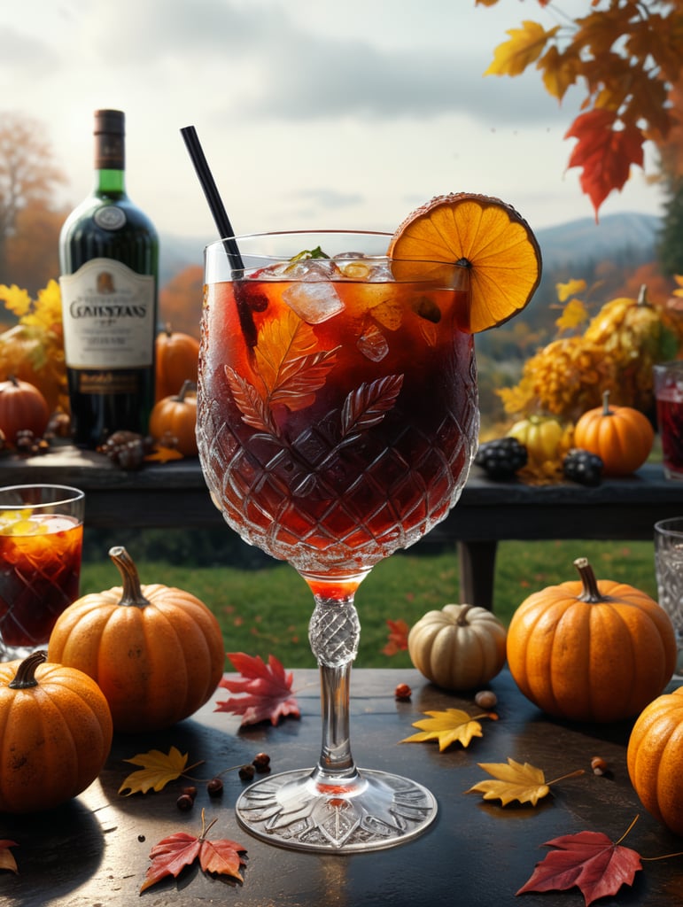 Premium Free ai Images | autumn cocktail white background detailed ...