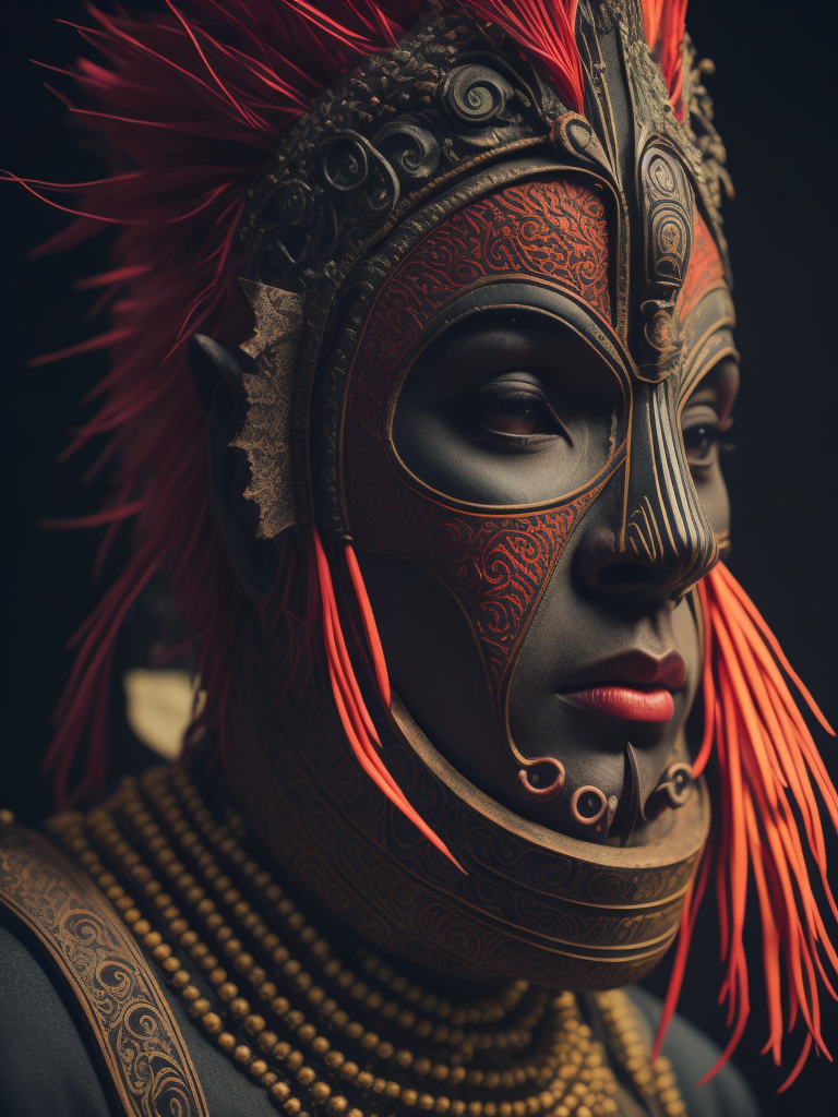 Lumenor AI Image Generation - wooden maori mask traditional mask red ...