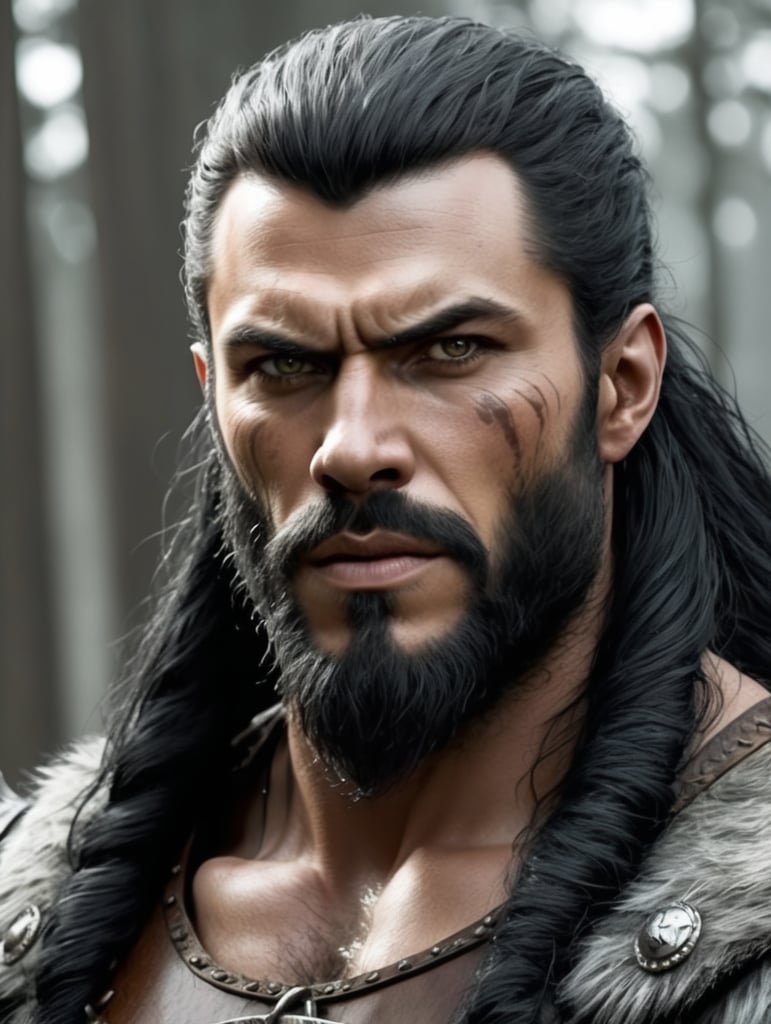 Premium Free ai Images | viking black hair werewolf