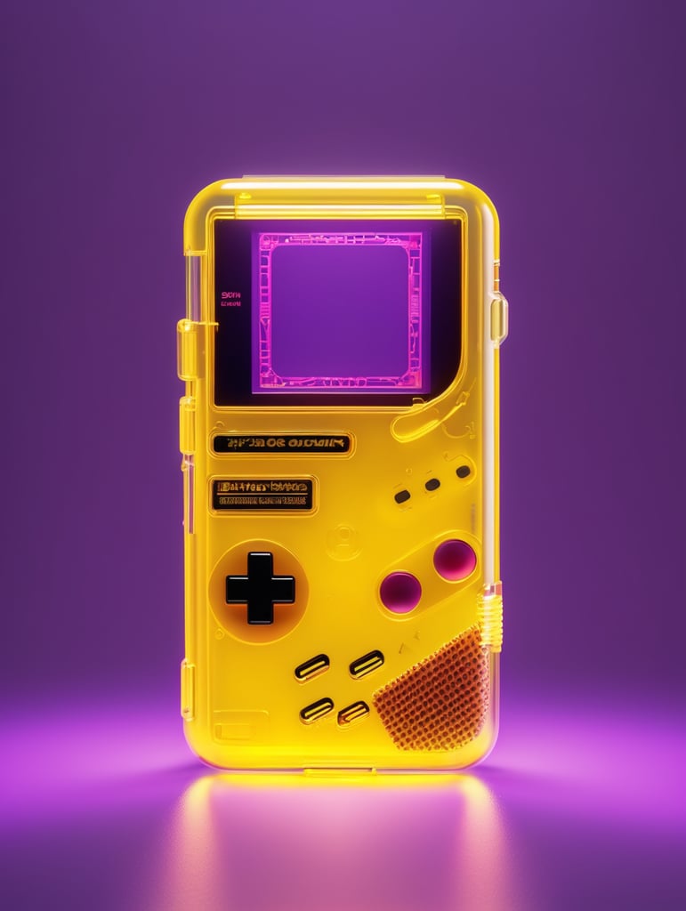 Premium Free ai Images | render retro tiny cute yellow game boy ...