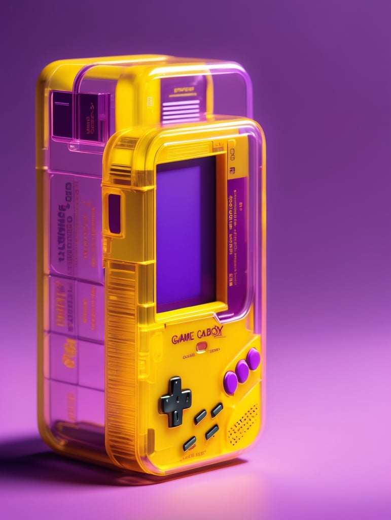 Premium Free ai Images | render retro tiny cute yellow game boy ...